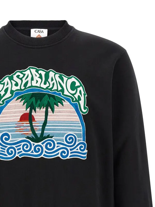 Casablanca Palm Tree Emblem' Embroidered Sweatshirt