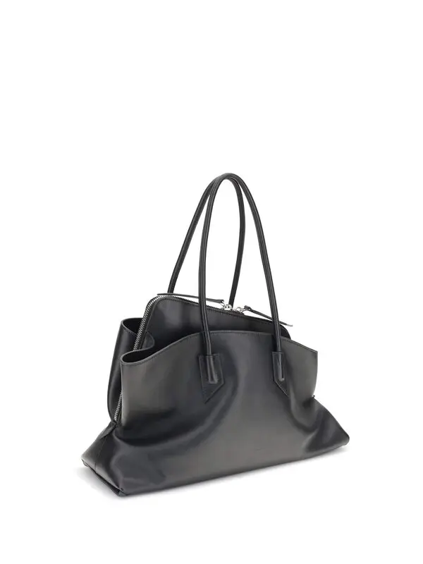 Attico La Passeggiata Leather Shoulder Bag - Black