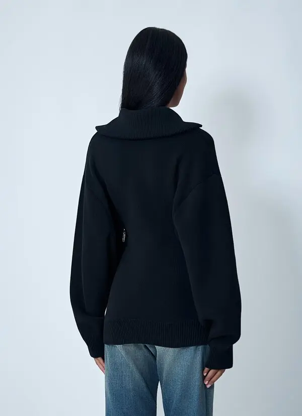 Balenciaga Zip-up Sweater - Black