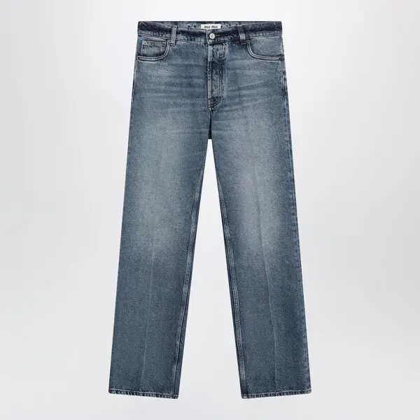 Miu Miu Cotton Denim Trousers - Blue