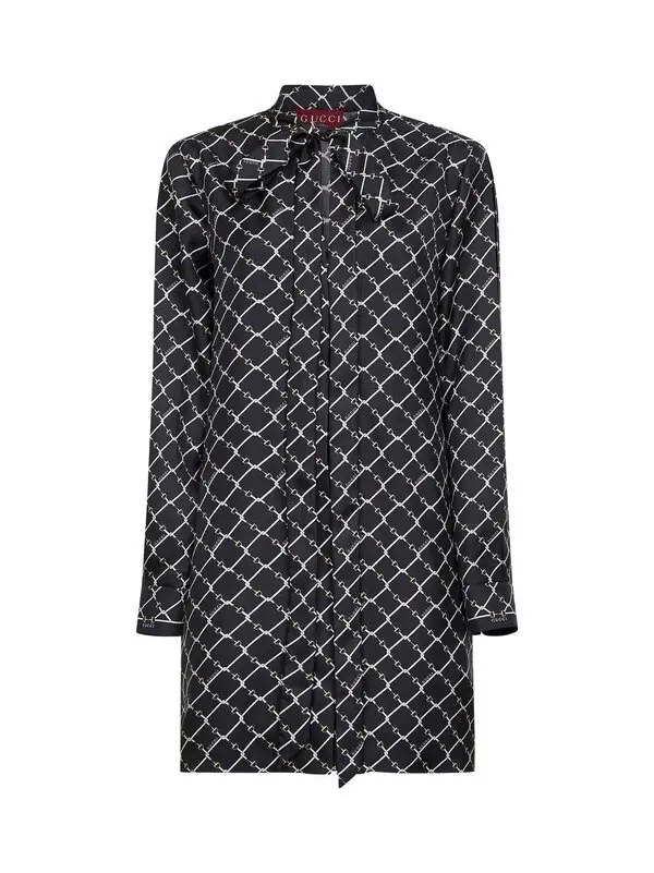 Gucci Black Printed Silk Twill Mini Dress - Multicolor