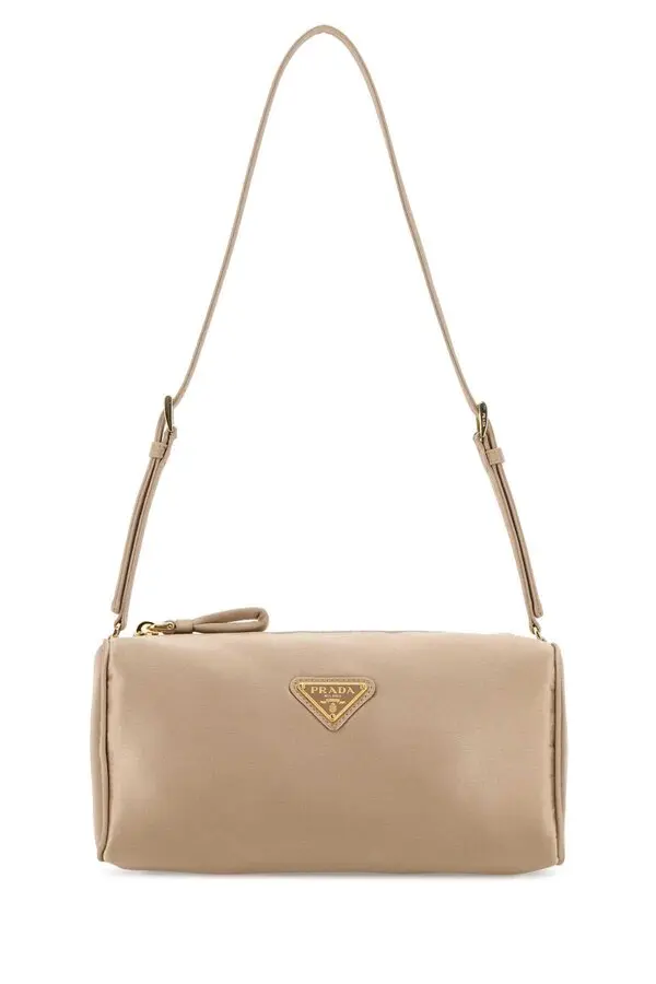 Prada Sand Satin Mini Shoulder Bag - Brown