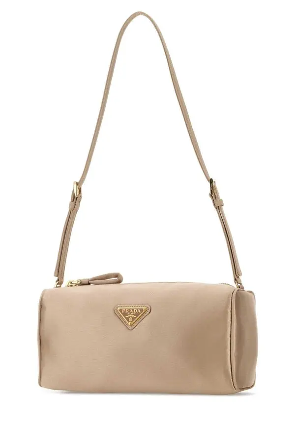 Prada Sand Satin Mini Shoulder Bag - Brown