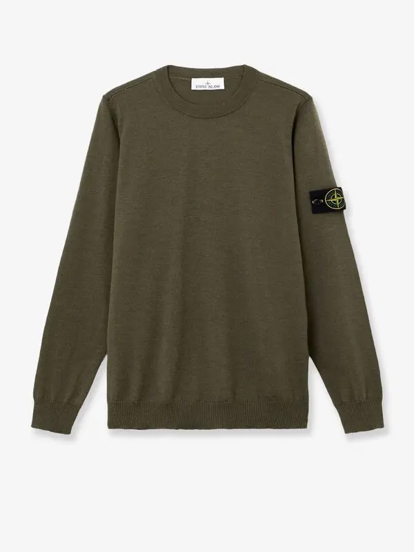 Stone Island Wool Sweater With Side Logo Patch - Multicolor