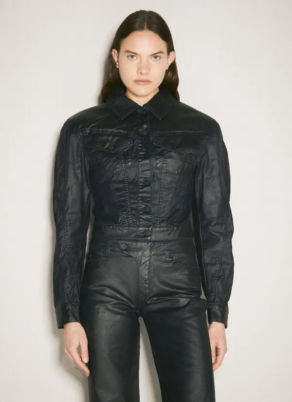MUGLER Waxed Denim Jacket - Black