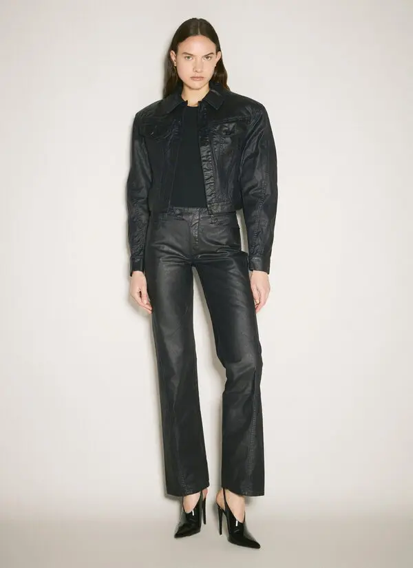 MUGLER Waxed Denim Jacket - Black