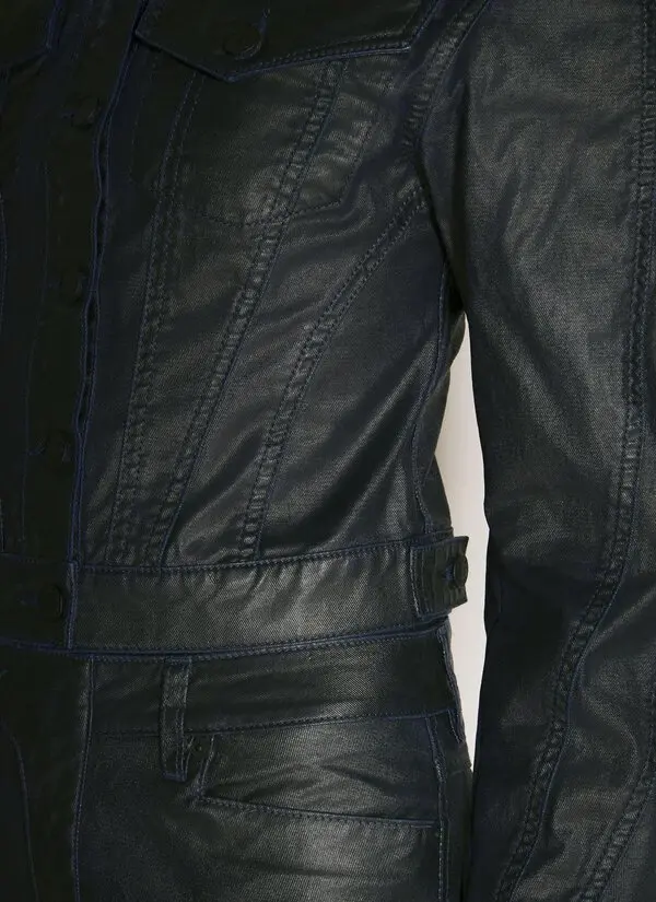 MUGLER Waxed Denim Jacket - Black