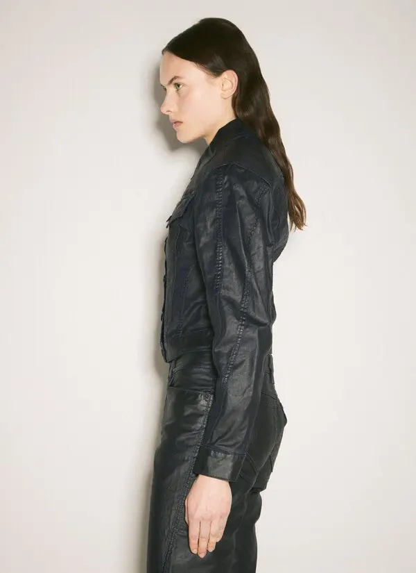 MUGLER Waxed Denim Jacket - Black