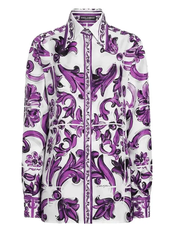 Dolce & Gabbana Maiolica Print Silk Shirt - Multicolor