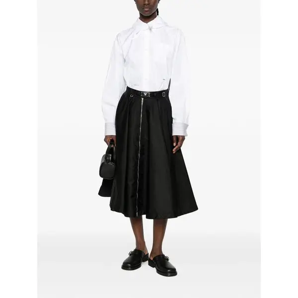Prada Cotton Striped Cuffs Shirt - White
