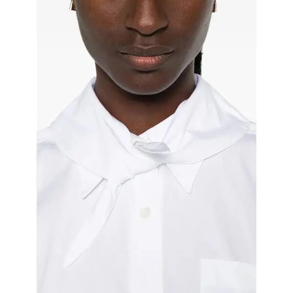 Prada Cotton Shirt With Striped Cuffs - White
