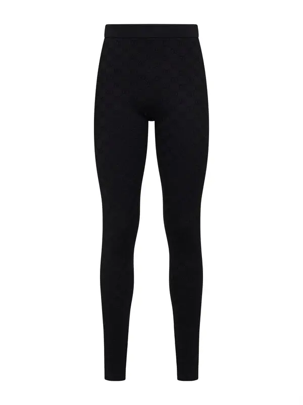 Gucci Black Gg Jacquard Ultrafine Stretch Viscose Blend Leggings - Multicolor