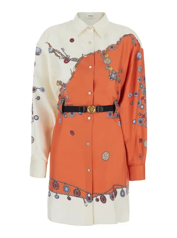 Versace Dress Twill Silk Stolen Jewels - Multicolor