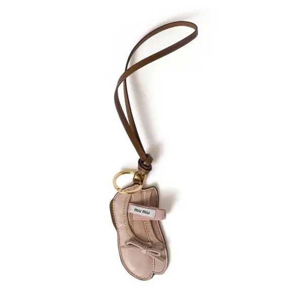Miu Miu Lambskin Ballet Shoe Keychain - Cream