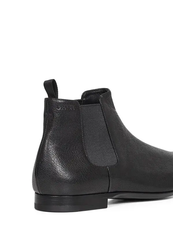 Prada Calzature Black Leather Chelsea Boots