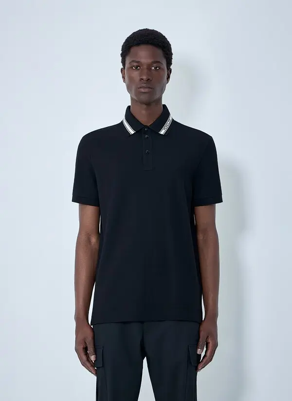 Moncler Striped Collar Polo Shirt