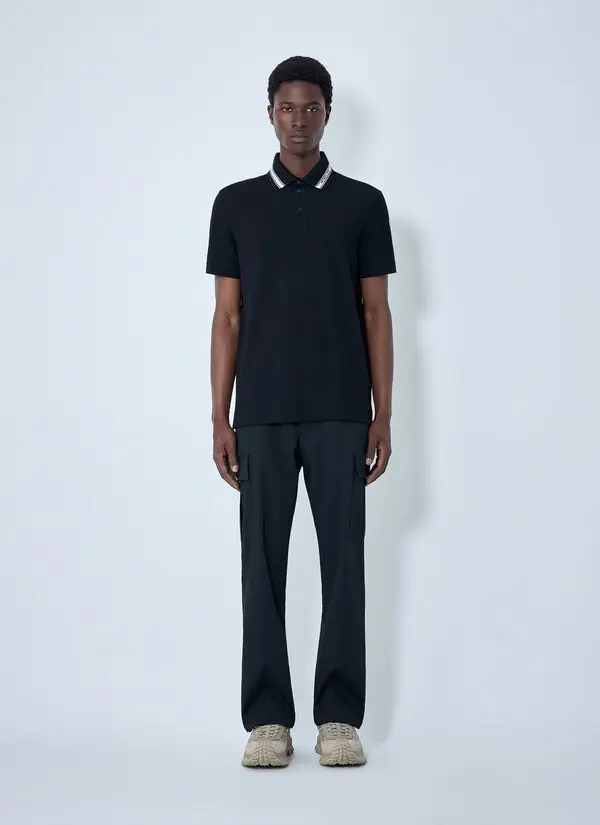 Moncler Striped Collar Polo Shirt