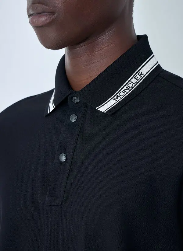 Moncler Striped Collar Polo Shirt