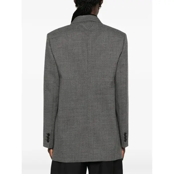 Prada Virgin Wool Blazer Jacket - Gray