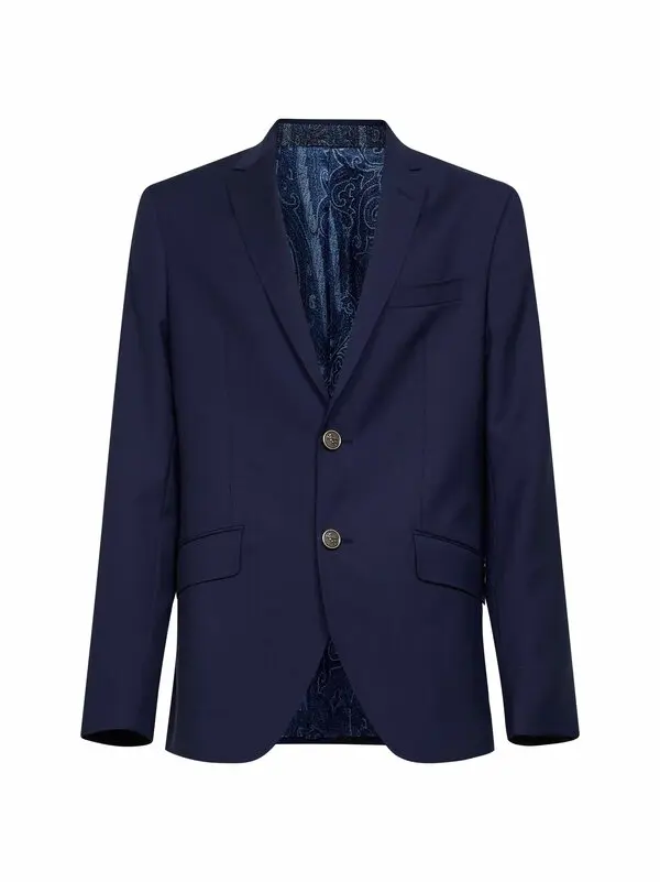 Etro Blue Wool Single-breasted Jacket