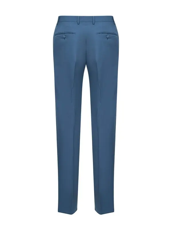 Dolce & Gabbana Avio Blue Virgin Wool Classic Trousers