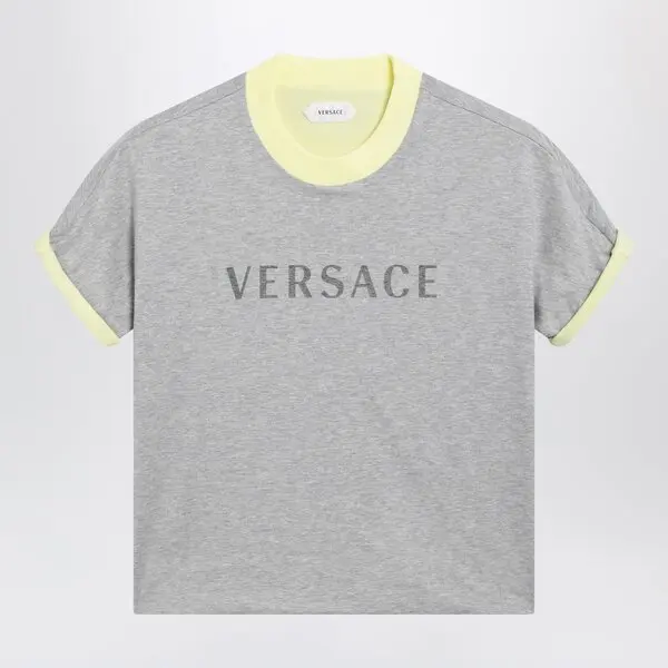 Versace Reversible Grey/yellow Cotton Jersey T-shirt - Gray