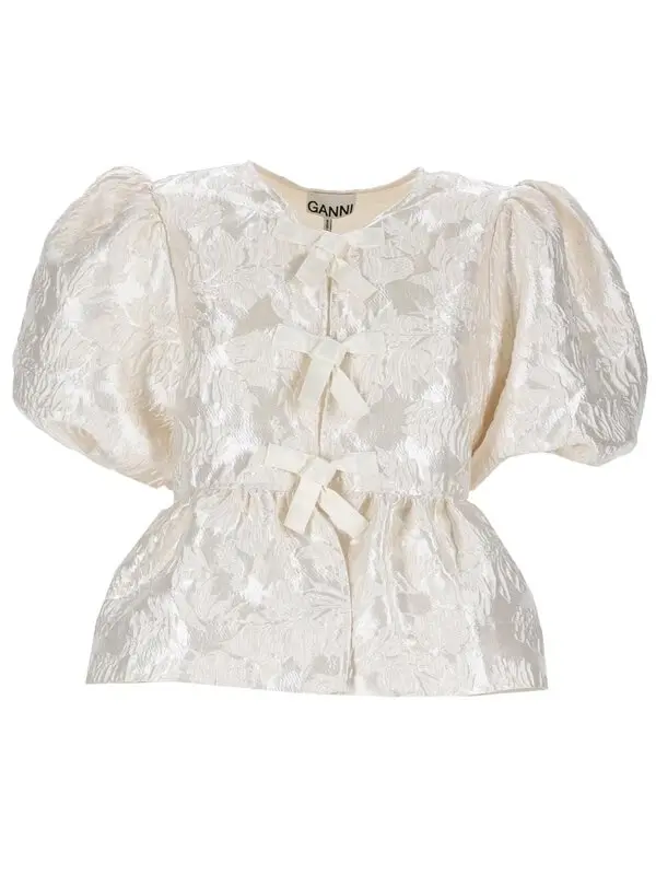 GANNI Top Peplum - Cream