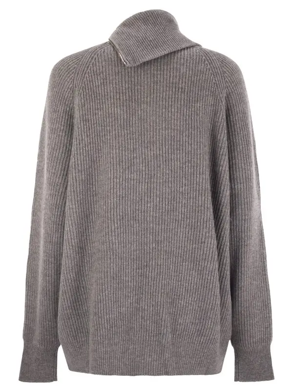 Sportmax Salpa Cashmere-blend Zip Sweater - Gray