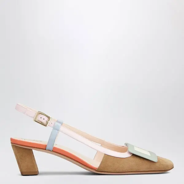 ROGER VIVIER Belle Vivier Multicoloured Suede Slingback - Multicolor