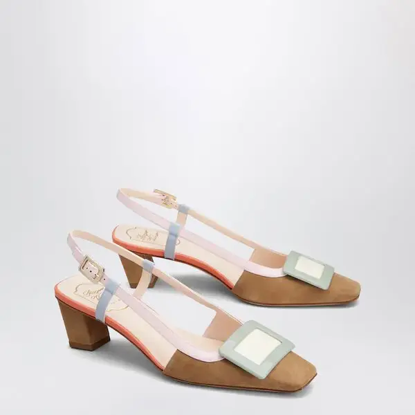 ROGER VIVIER Belle Vivier Multicoloured Suede Slingback - Multicolor