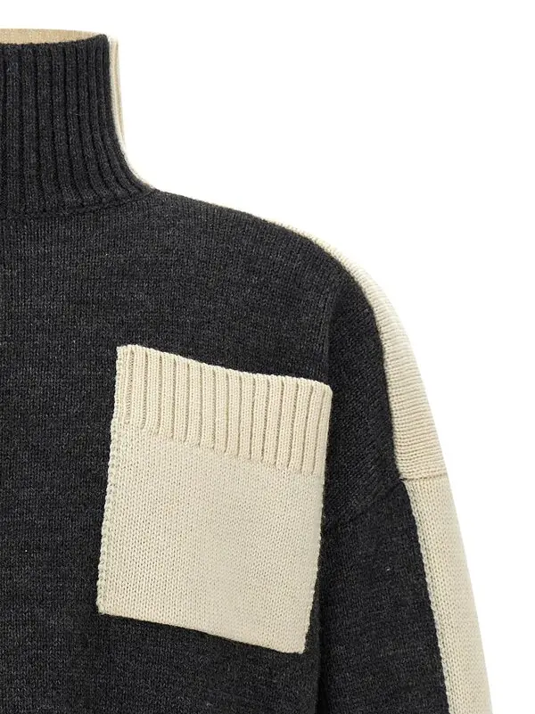 JW Anderson Two Tone Wool Blend Sweater - Gray