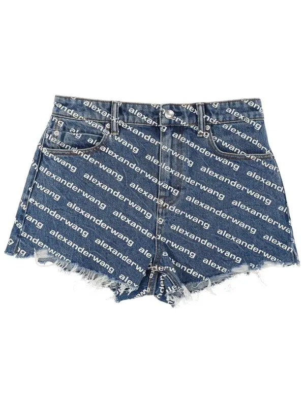 Alexander Wang Logo Print Denim Shorts