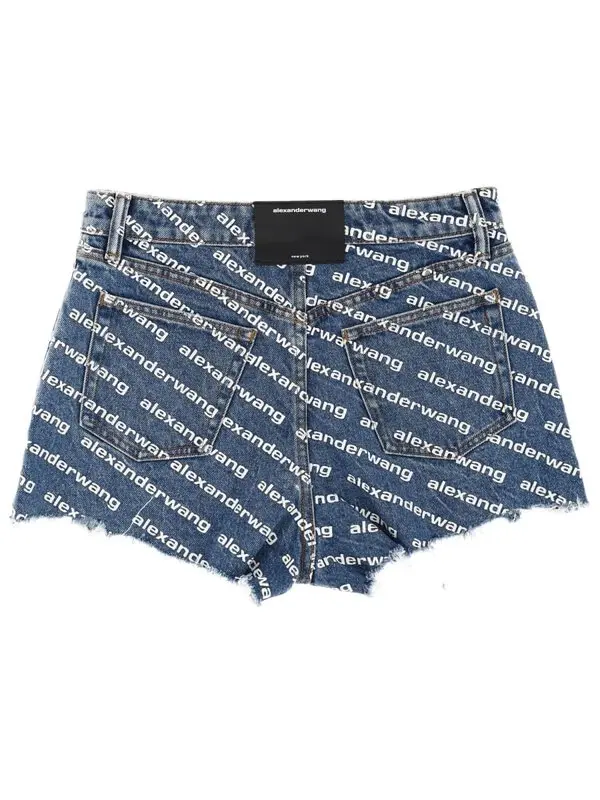 Alexander Wang Logo Print Denim Shorts