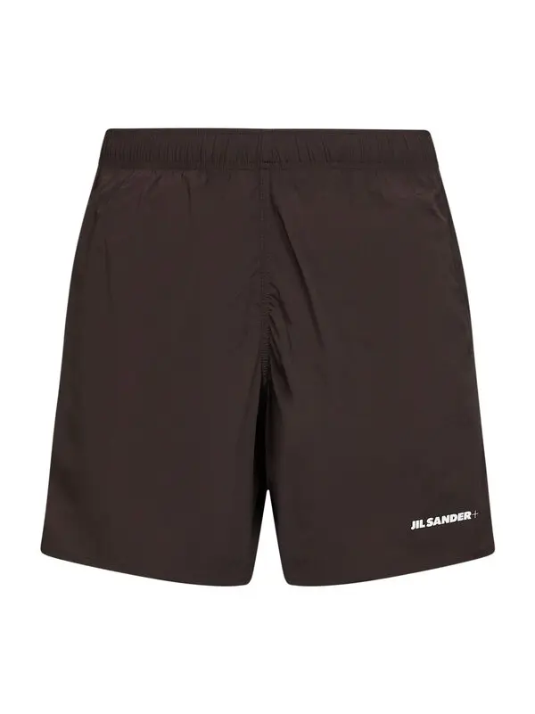 JIL SANDER Brown Stretch Nylon Logo Swim Shorts - Multicolor