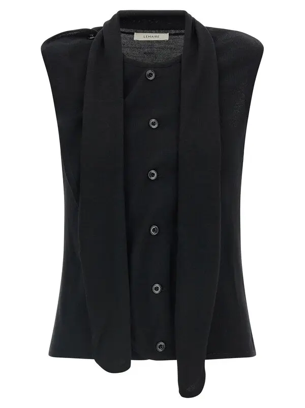 LEMAIRE Draped Panel Vest - Black