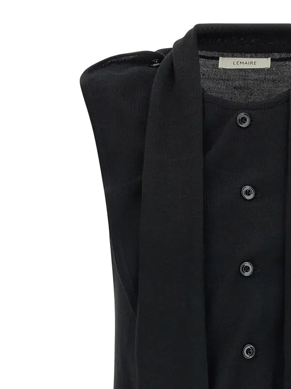 LEMAIRE Draped Panel Vest - Black