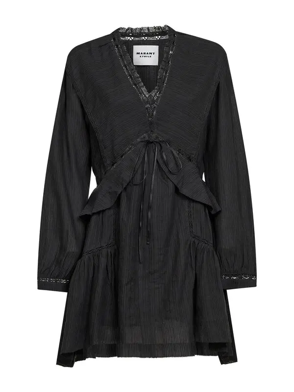 Isabel Marant Étoile Marant Black Gauze And Lace Damya Mini Dress - Multicolor