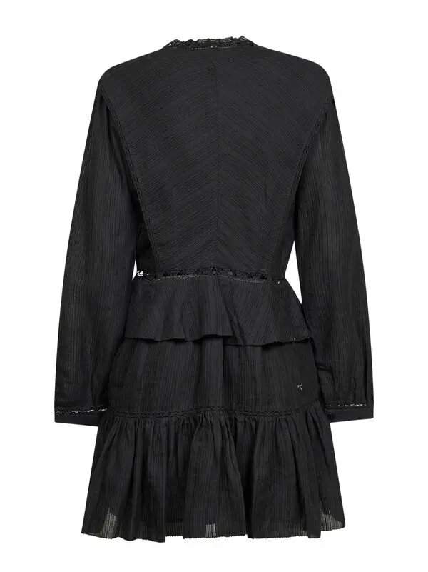 Isabel Marant Étoile Marant Black Gauze And Lace Damya Mini Dress - Multicolor