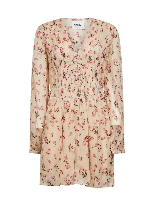 Isabel Marant Étoile Marant Beige Printed Muslin Loriena Minidress - Multicolor