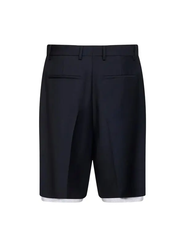 JIL SANDER Blue Wool Canvas Double-layer Shorts