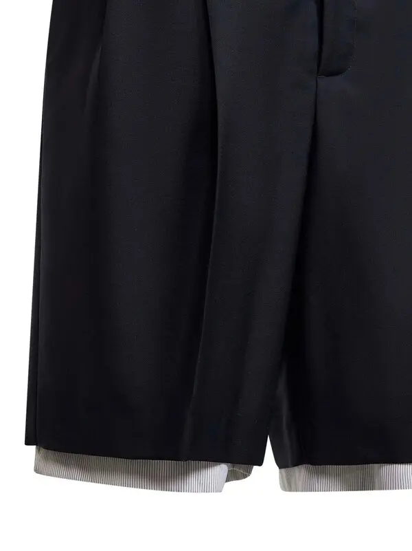 JIL SANDER Blue Wool Canvas Double-layer Shorts