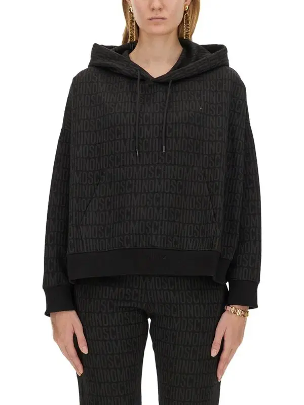 Moschino Sweatshirt With All Over Logo - Black