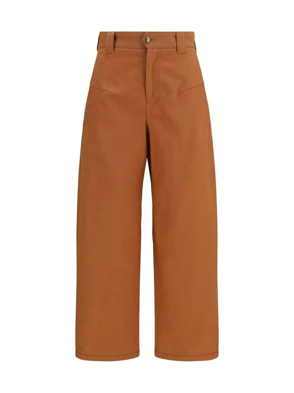 Chloé Cotton Canvas Barrel-leg Pants - Orange