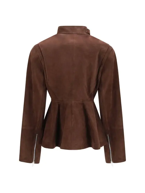 Alaïa Peplum Jacket In Suede Goatskin