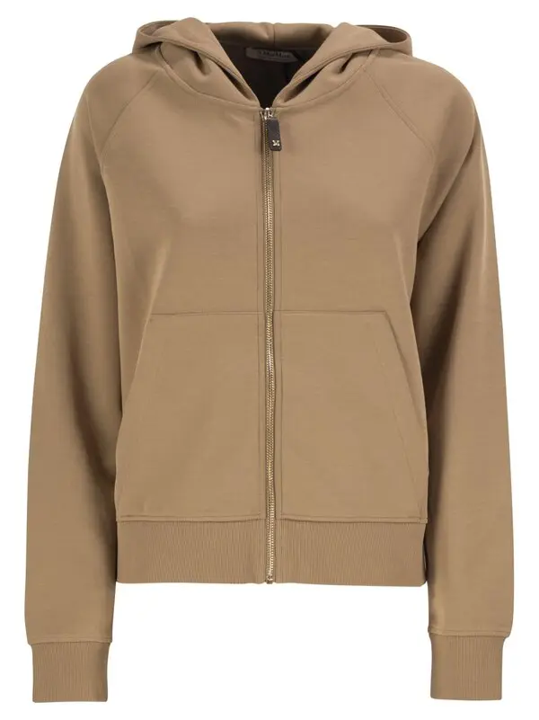Max Mara Hooded Zip-up Jersey Sweatshirt - Brown