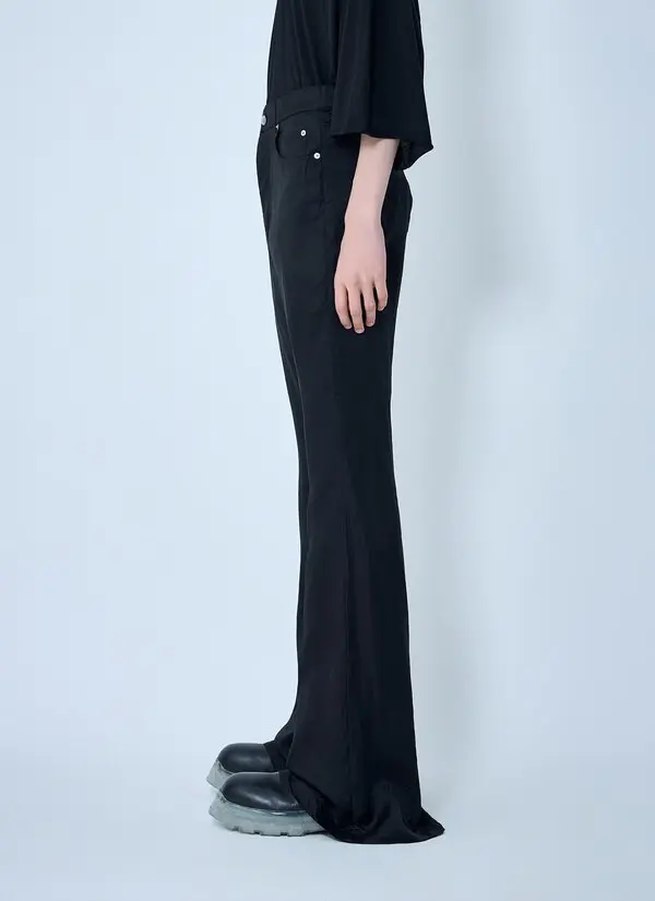 Rick Owens Flared Trousers In Smooth Weave