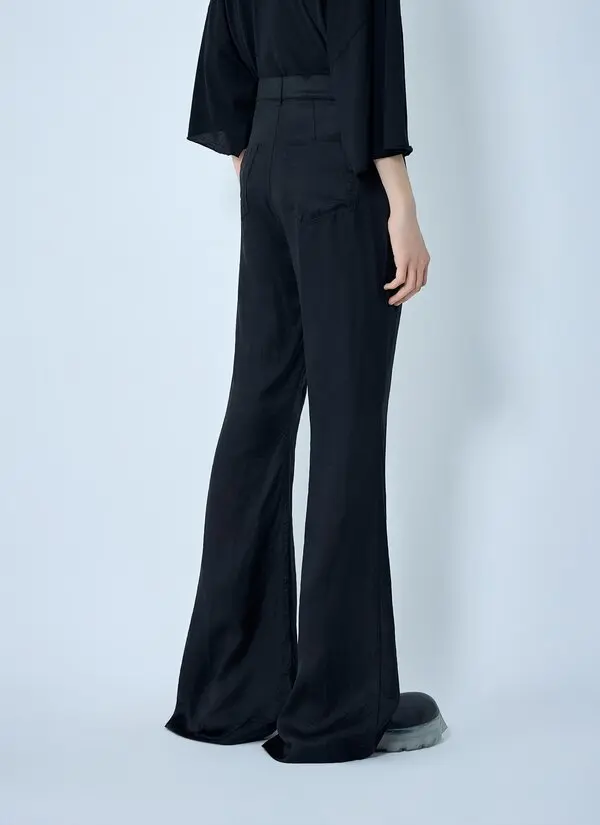Rick Owens Flared Trousers In Smooth Weave