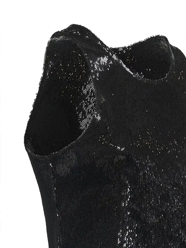 TOTEME Black Sequin Curved Tank Top