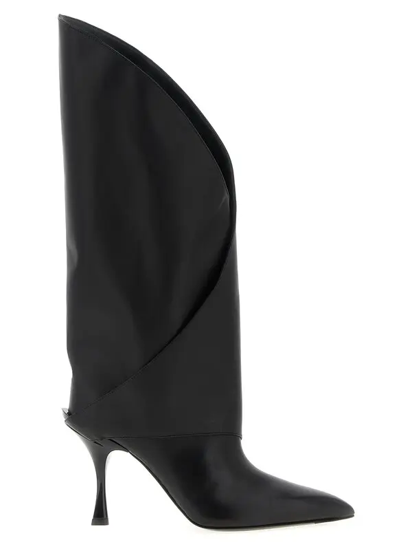 Balmain Twist Calf Leather Boots - Black