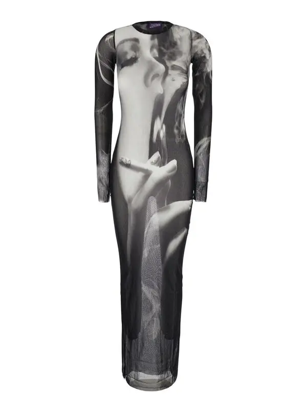 JEAN PAUL GAULTIER Long Dress With Smoking Print - Multicolor